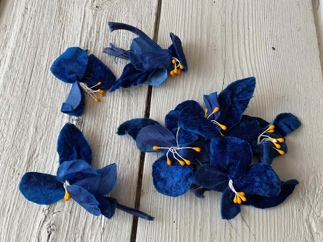 4 Antique Velvet Flower Sprigs (ref: A-1693 Box 4) - Etsy