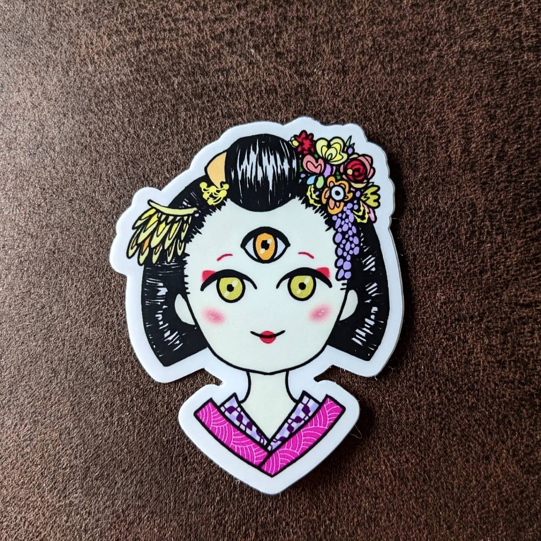 Monster Girl Geisha Sticker Third Eye Weird Art - Etsy