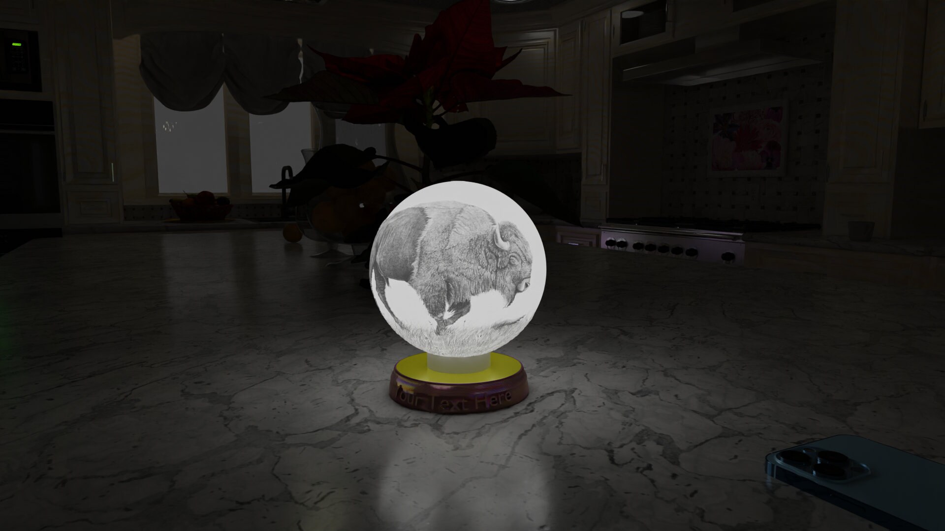 Buffalo Globe Night Light Lithophane Night Light Night - Etsy