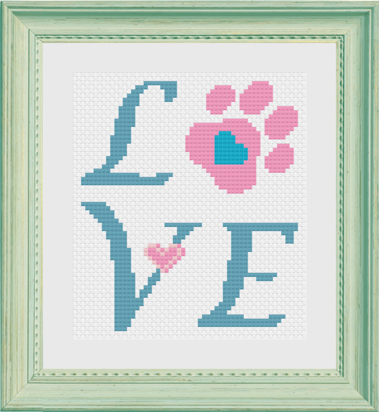 Love Paw Cross Stitch PDF Pattern, Dog Paw, Cat Paw, Animal Cross ...