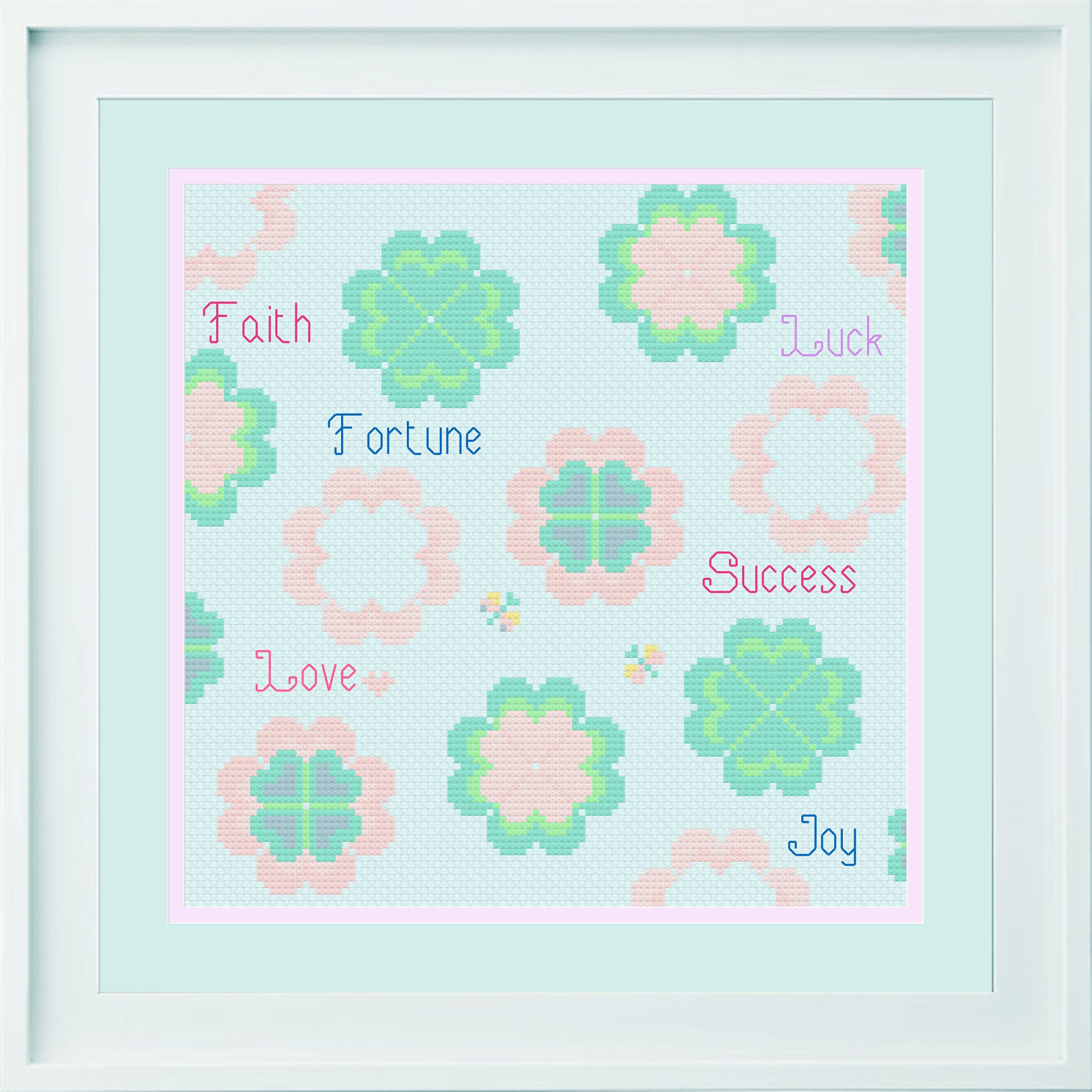 Fortune Clovers Cross Stitch PDF Pattern, Instant Download, Cute ...