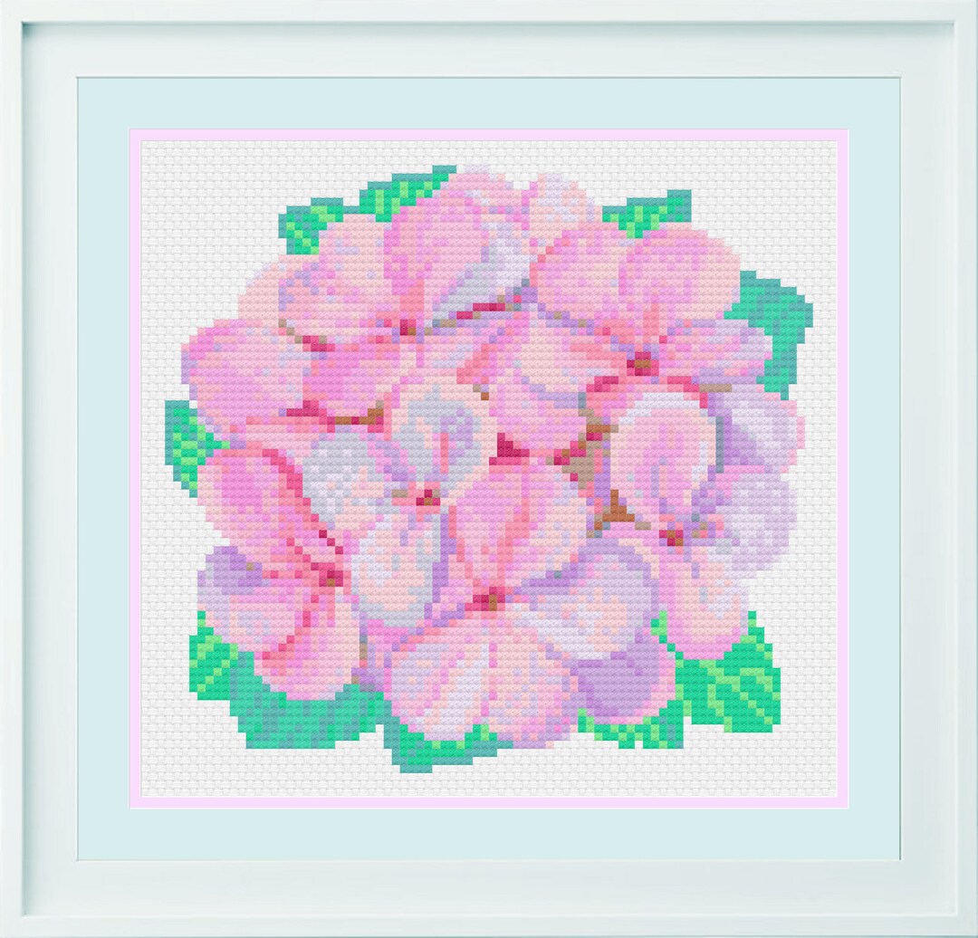 Hydrangea Cross Stitch PDF Pattern, Hortensia Flower, Garden, Tropical ...