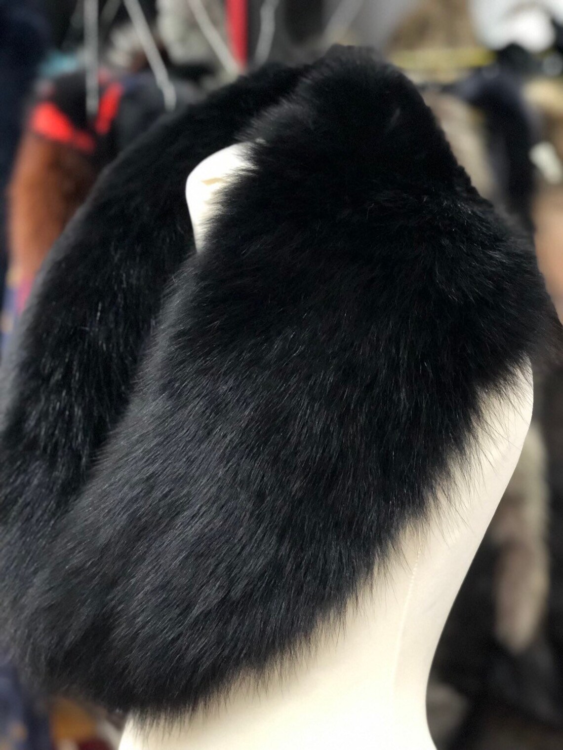 Fur Collar Natural Fur Fox Accessories Black Fur Collar | Etsy