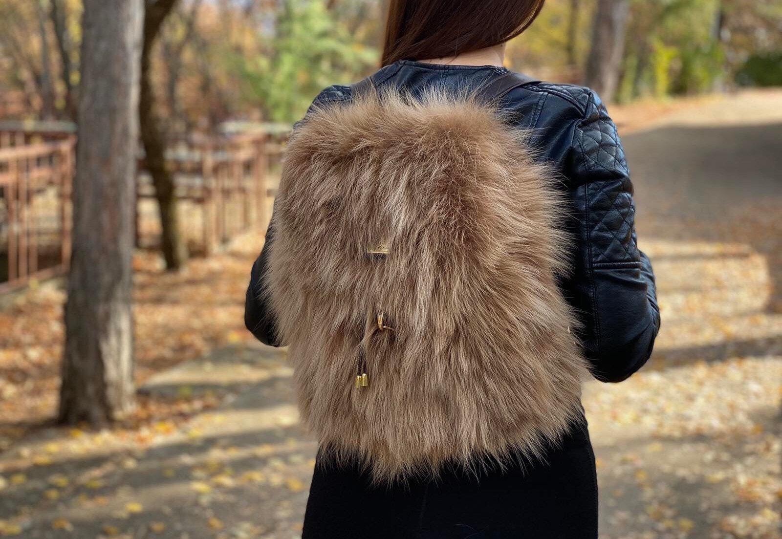 Luxury Backpack Fur backpack Women Bag Real fur | Etsy