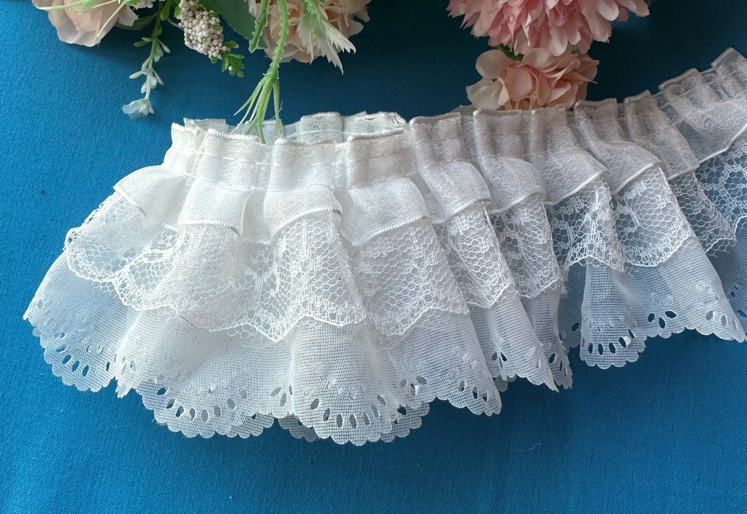 2 1/2 Inch Wide 3-layer Ruffled Lace Trim Gathered Select Color Price ...
