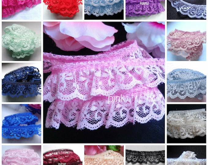 Ruffled Lace Trim 5/8 Inch Wide Selling by the Yard-select Color - Etsy
