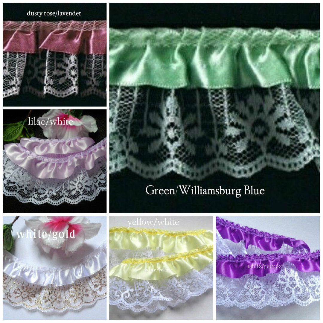 Satin Floral Ruffle Lace Trim 2 Inch Wide Select Color/selling by the ...