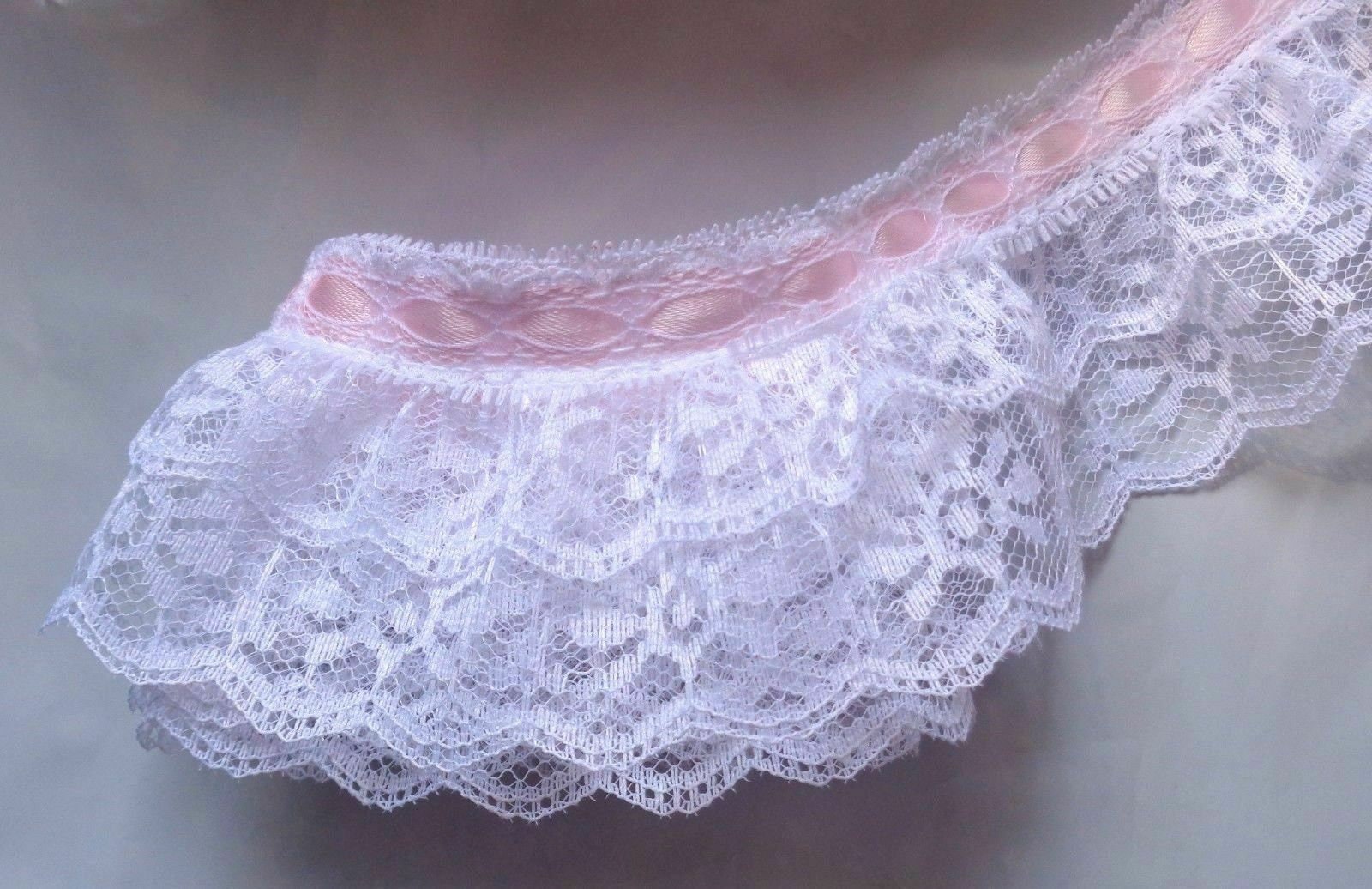 Ruffled Lace With Ribbon, 2+1/2 Inch Wide Selling by the Yard Select ...