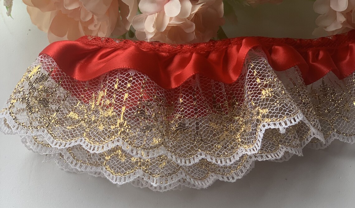 Satin Floral Ruffle Lace Trim 2 Inch Wide Select Color/selling - Etsy