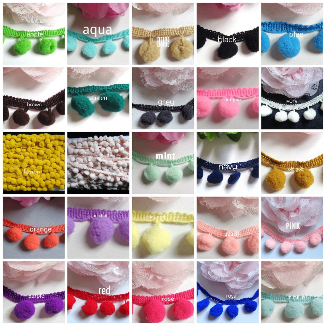 Pom Pom Fringe, About 1 Inch Wide Select Color Price for 1 Yard - Etsy