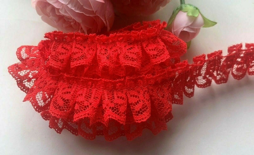 Ruffled Lace, 1 Inch Wide Red Color Selling by the Yard - Etsy