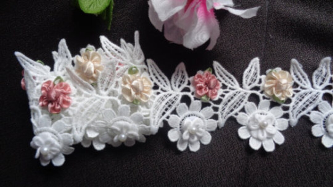 2 3/4 Inch Wide White With Roses Trim Price per Yard - Etsy