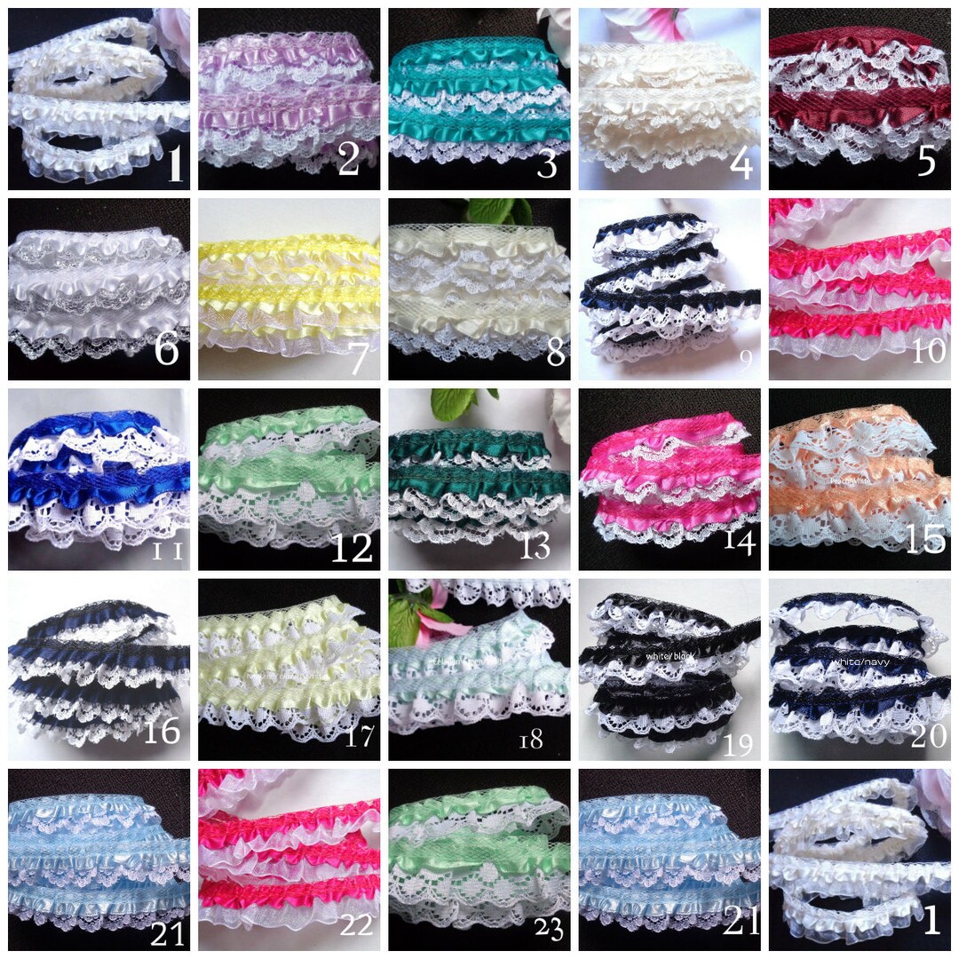 Satin Ruffle Lace Trim 3/4 Inch Wide Selling by the Yard/select Color ...