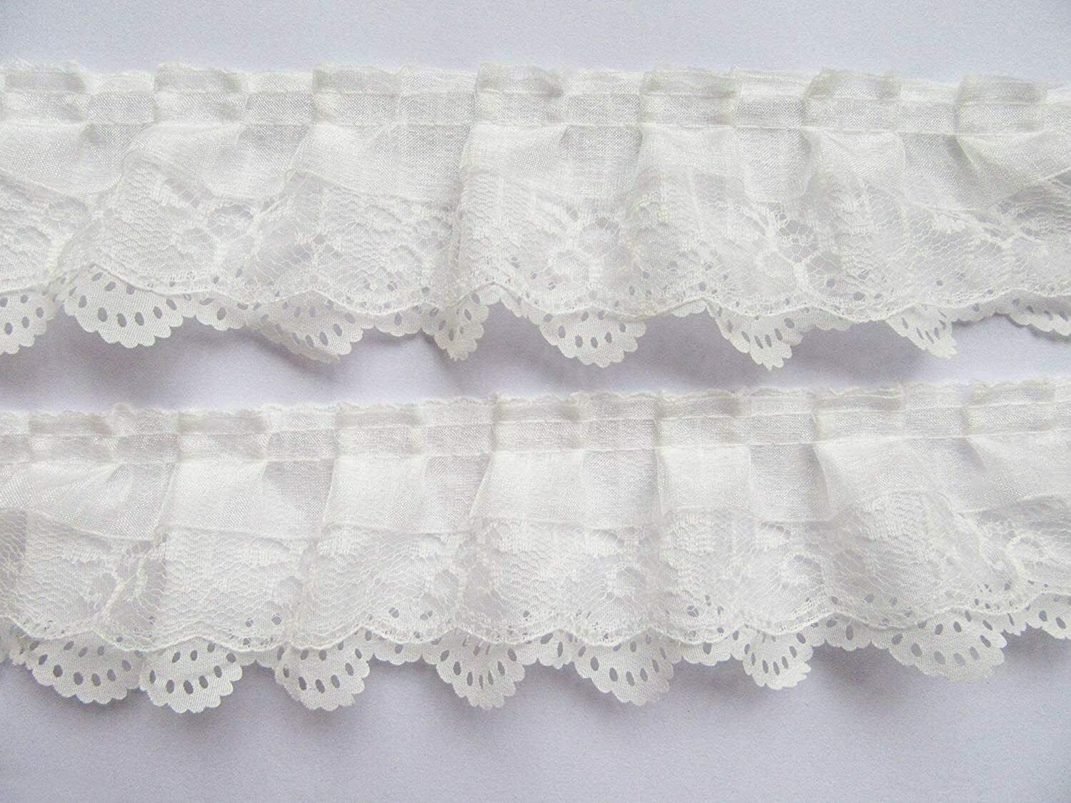 2 1/2 Inch Wide 3-layer Ruffled Lace Trim Gathered Select - Etsy