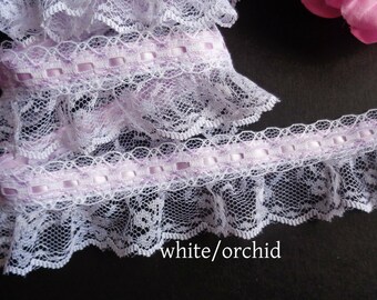 Soft Ruffled Lace With Ribbon, 11/2 Inch Wide Select Color Selling by ...
