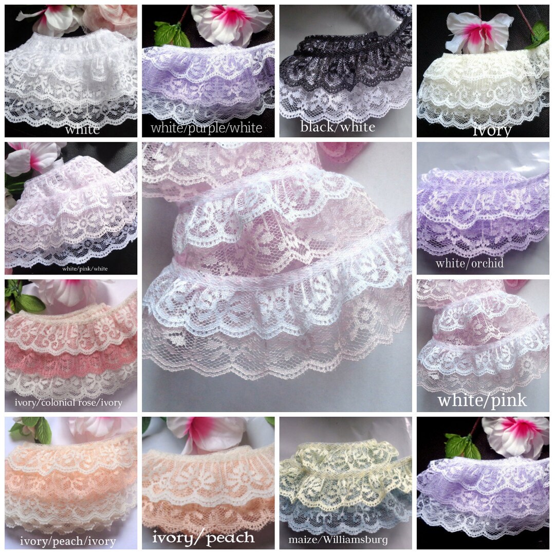 Ruffled Lace Combo, 2+5/8 Inch or 2 Inch Wide Select Color Price for 1 ...