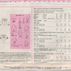 Vtg 70's Girls Tops Back Slit Opening Tie Ends Gathered Sleeves Self ...