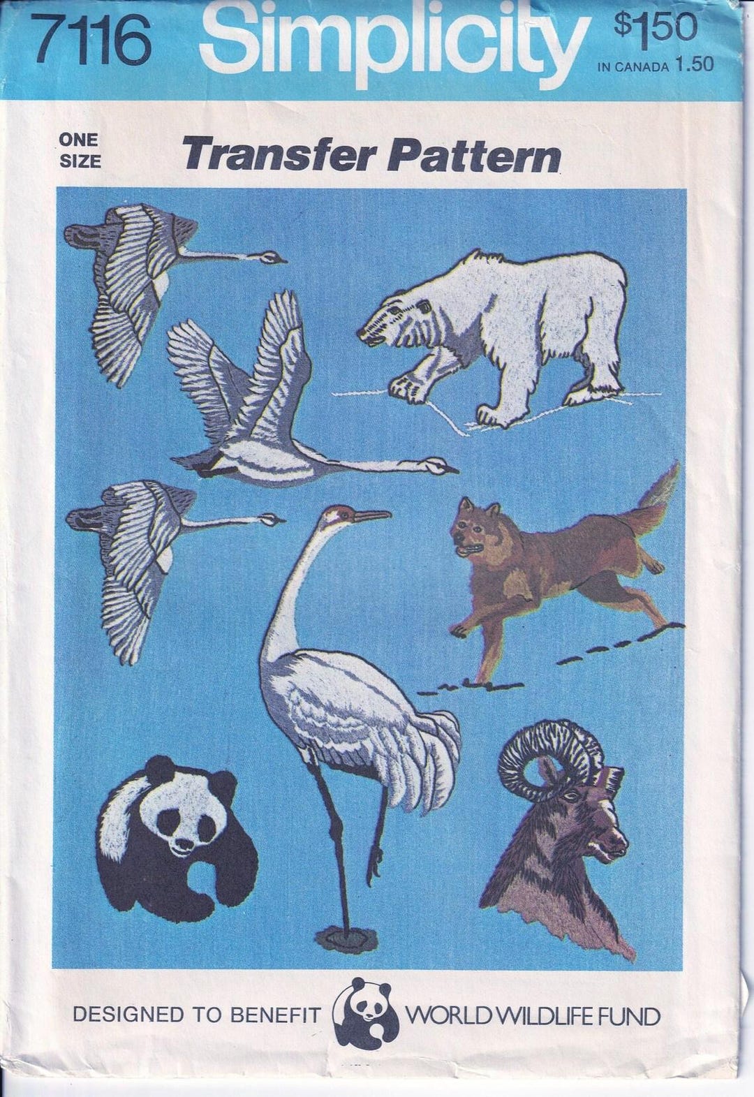 Simplicity 7116 Endangered Species Wildlife Embroidery Transfer Pattern ...