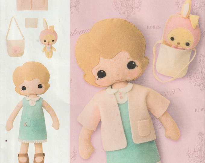 Teddy Bear Bunny Rabbits Dressed Dolls Shelf Sitters With Wood Block 24 ...