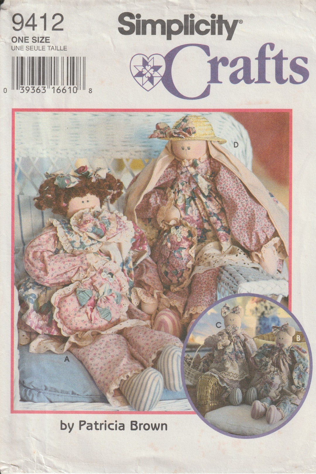 Large 29 Inch Stuffed Bear Doll Bunny Cat and Clothes Simplicity 9412 ...