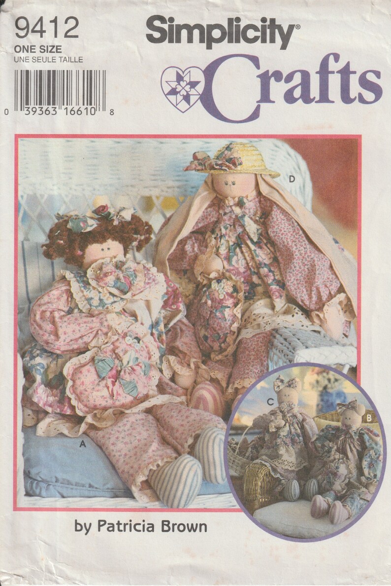 Large 29 Inch Stuffed Bear Doll Bunny Cat and Clothes Simplicity 9412 ...