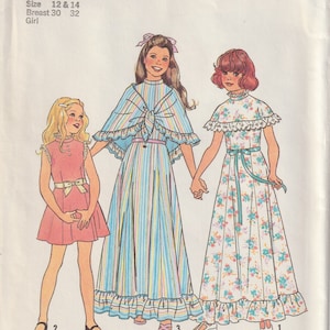 Vintage 70's Simplicity 7413 Tween Girls Dress, Knee Length, Maxi Ankle ...
