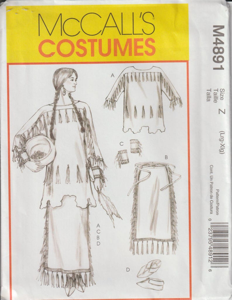 Mccall's 4891 Misses' Native American Plains Costume Tunic, Skirt ...