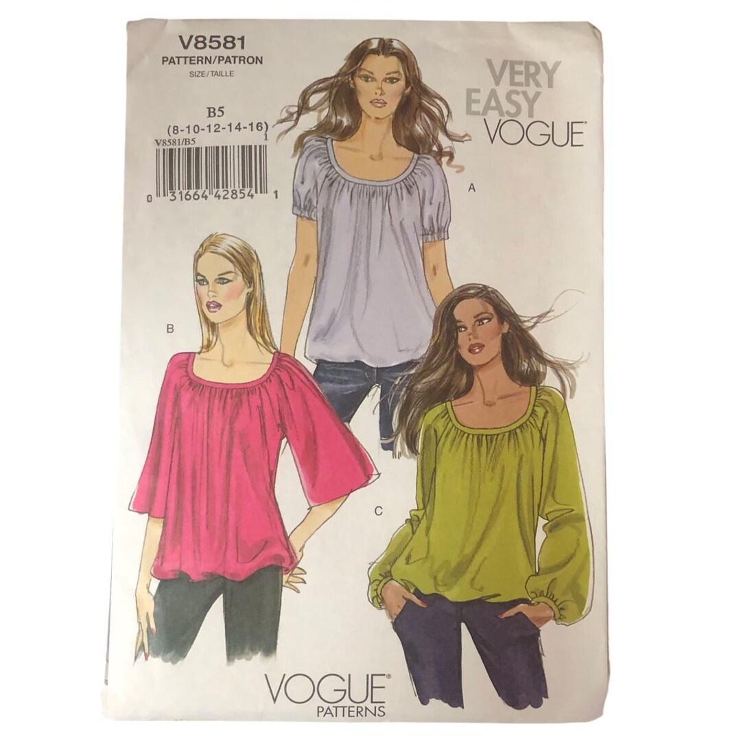 Vogue 8581 Tunic Sewing Pattern, Raglan Sleeve, Size 8-16 - Etsy