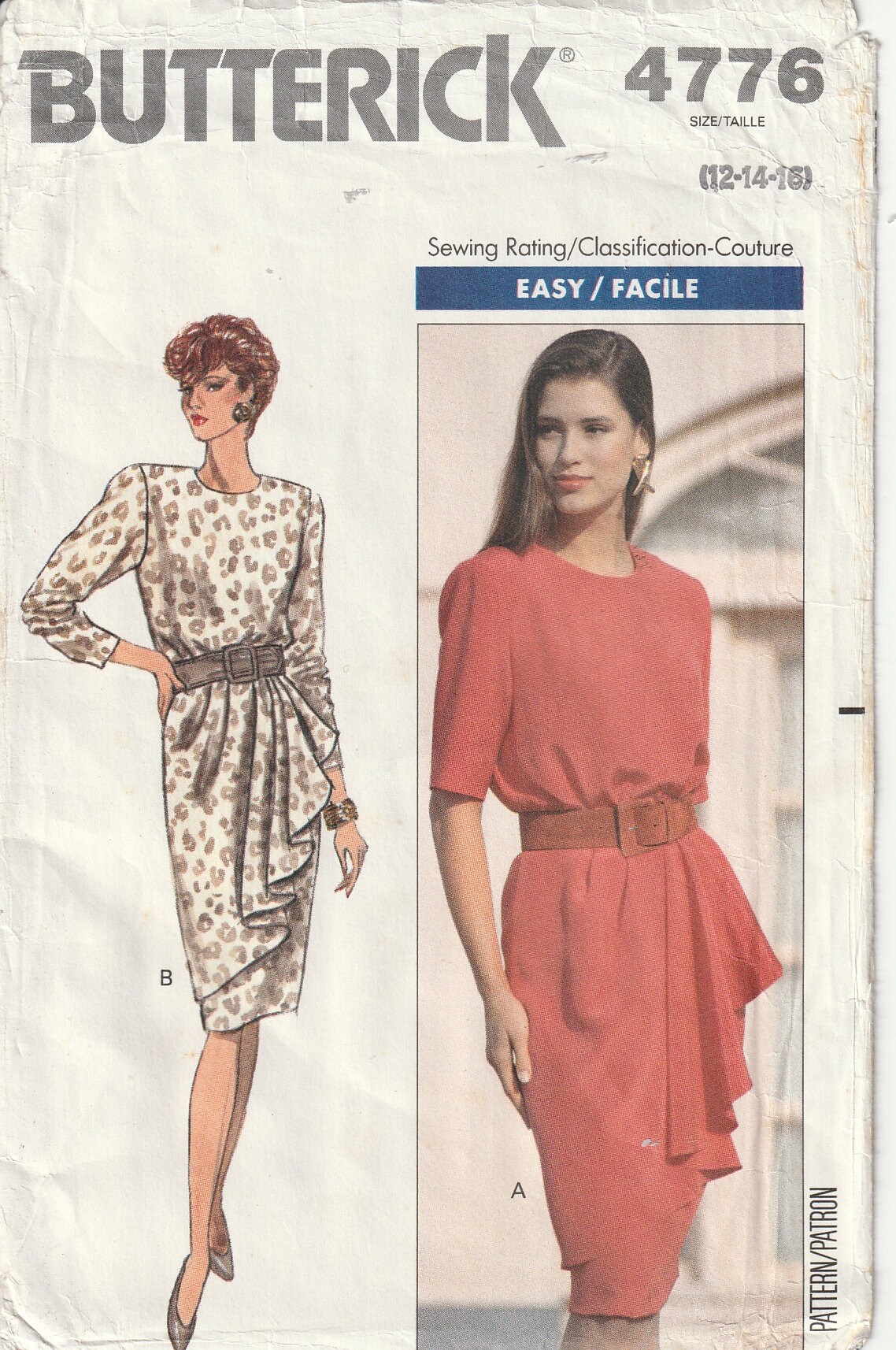Vtg 90's Butterick 4776 Misses Cocktail Dress Blouson Bodice, Tapered ...