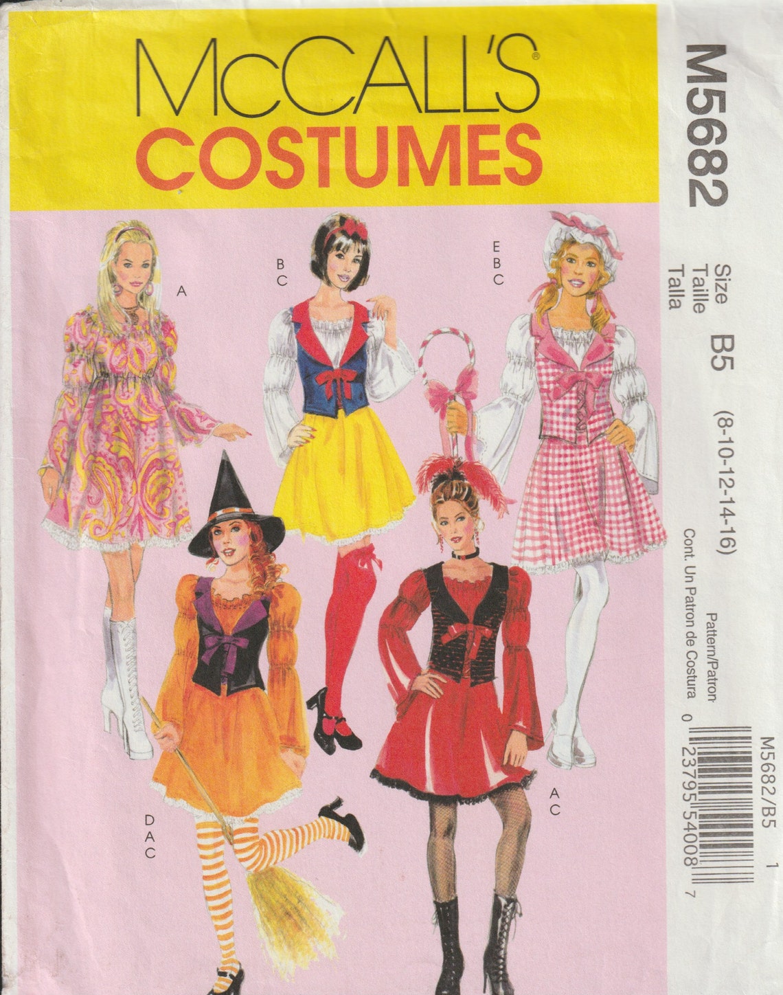 Mccall's 5682 Costume Sewing Pattern: Go Go Girl, Witch, Bo Peep (size ...
