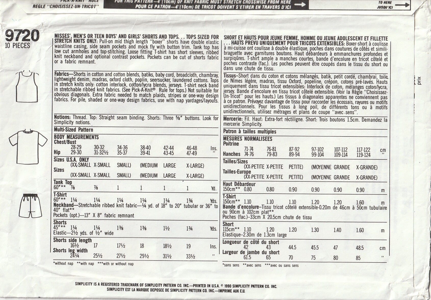 Vtg 90's Simplicity 9720 Misses' Mens Teen Boys and - Etsy