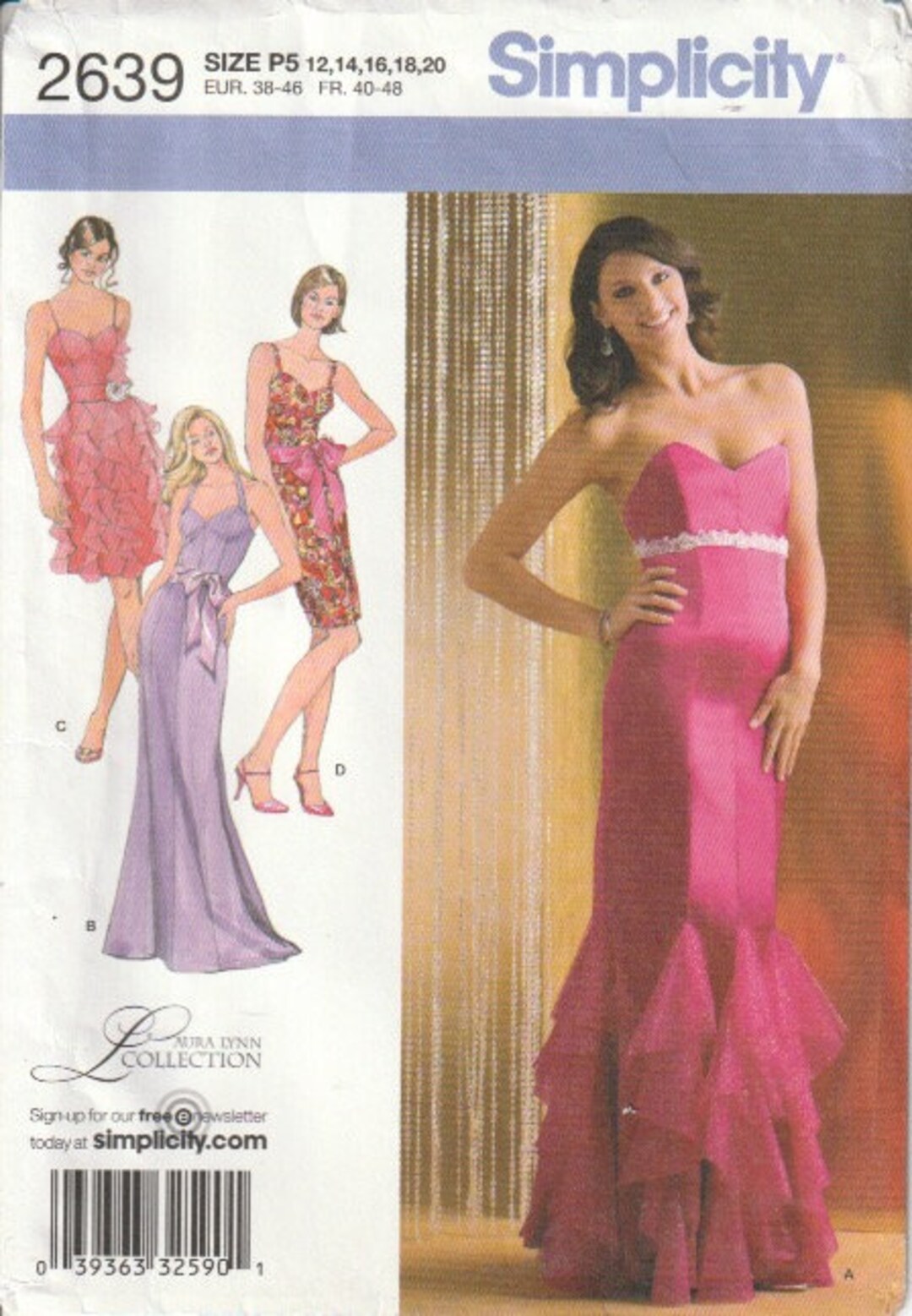 Simplicity 2639 Evening Bridesmaid Cocktail Dress Strapless Halter ...