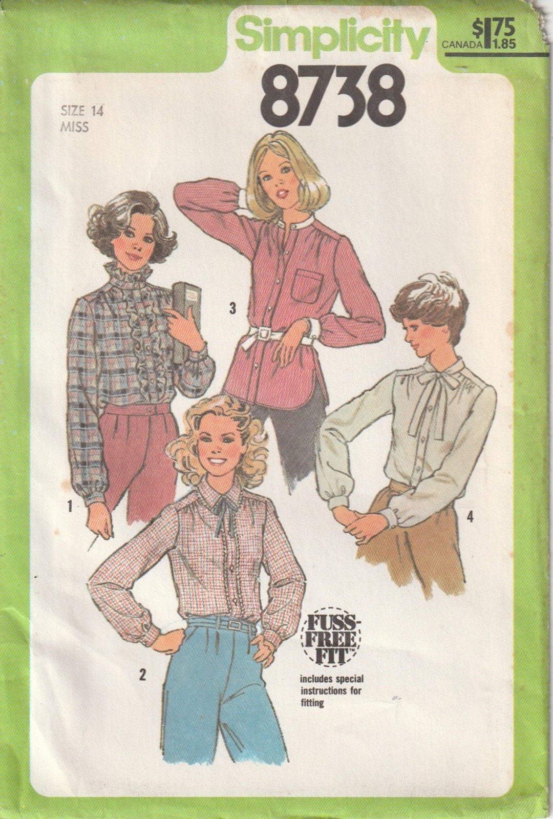 Vintage 70's Misses Fuss Free Blouse Sewing Pattern Blouse Self Ruffles ...