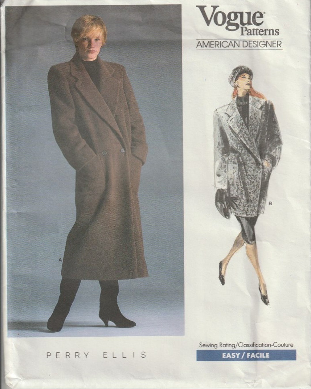 Vogue 1935 American Designer Perry Ellis Misses Double Breasted Trench ...