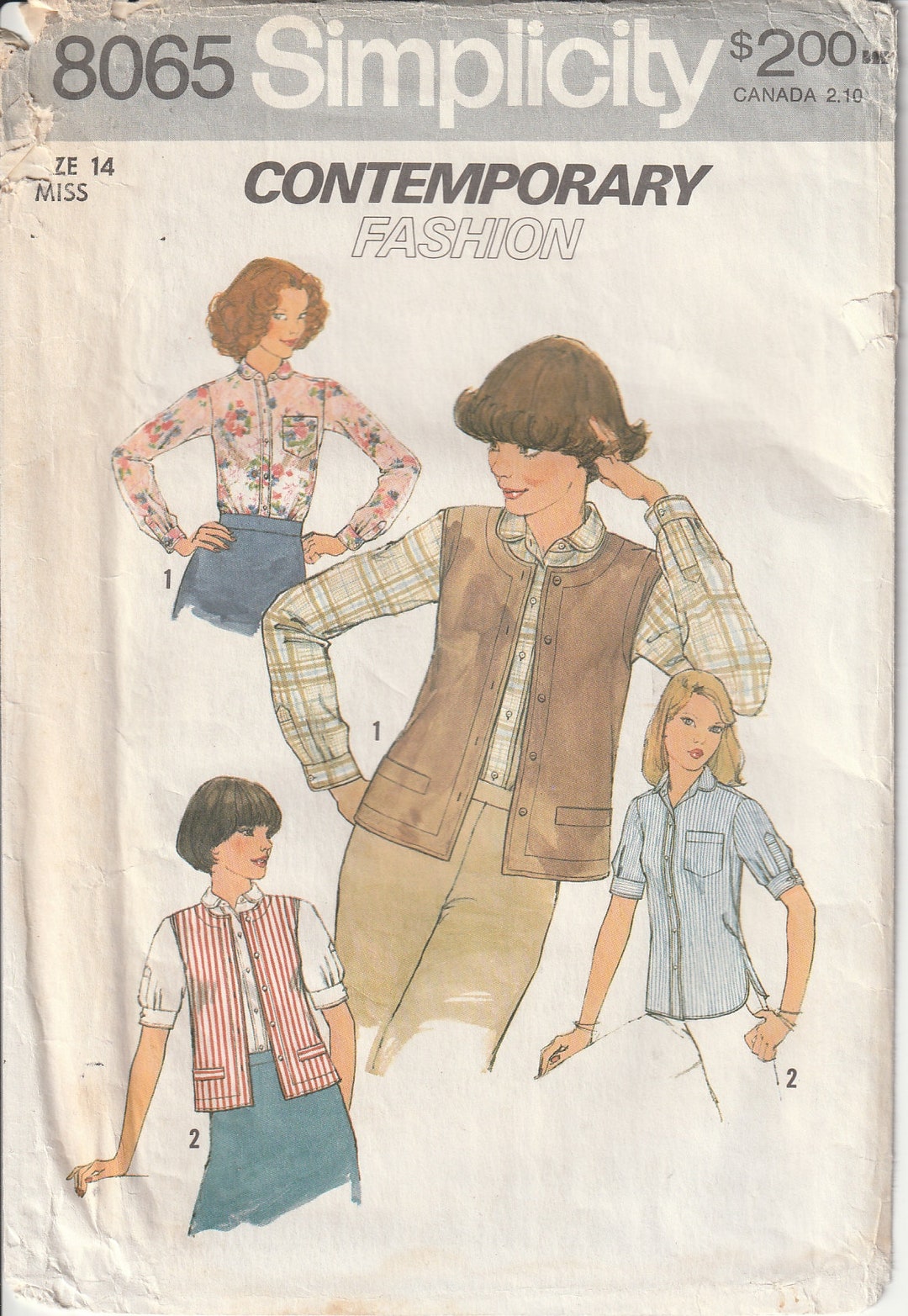 Vtg 70's Simplicity 0865 Misses' Shirt and Vest Size 14 UNCUT - Etsy