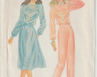 Misses Back Wrap Top and Flared Skirt Vintage 80's Simplicity 6946 Easy ...