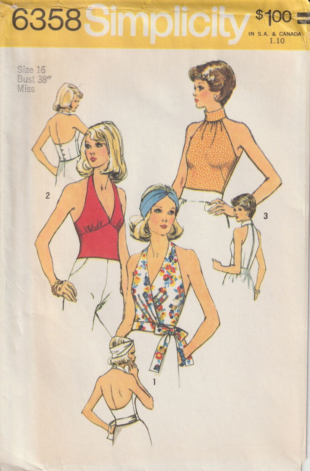 Vintage 70's Misses Top and Halter Tops Wrap and Tie Neckline ...