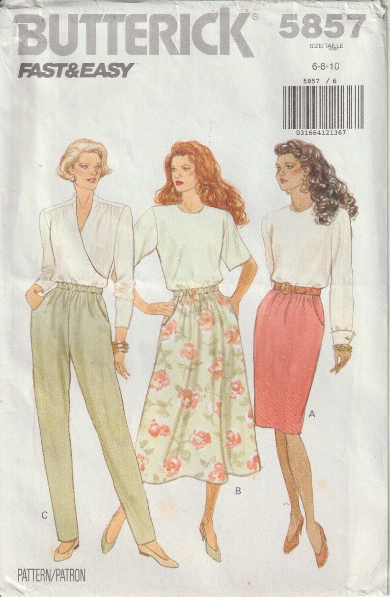 Butterick 5857 Fast Easy Misses Slightly Tapered or A-line Skirt ...