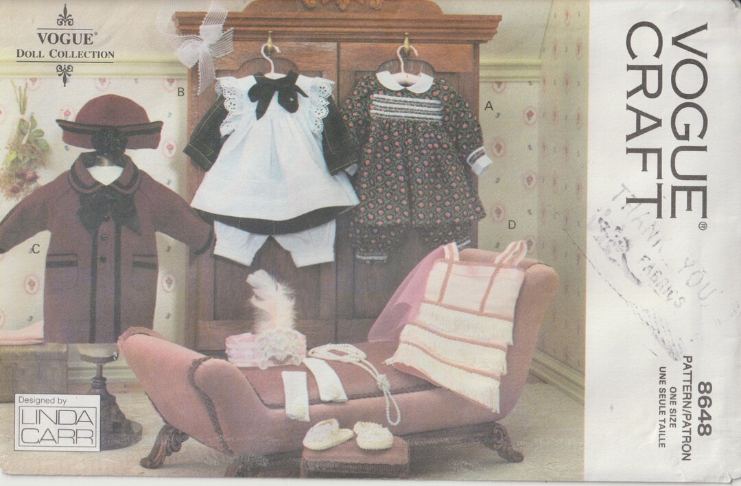 Vintage 90s Vogue Crafts Doll Clothes Pattern, 18" Doll, UNCUT - Etsy