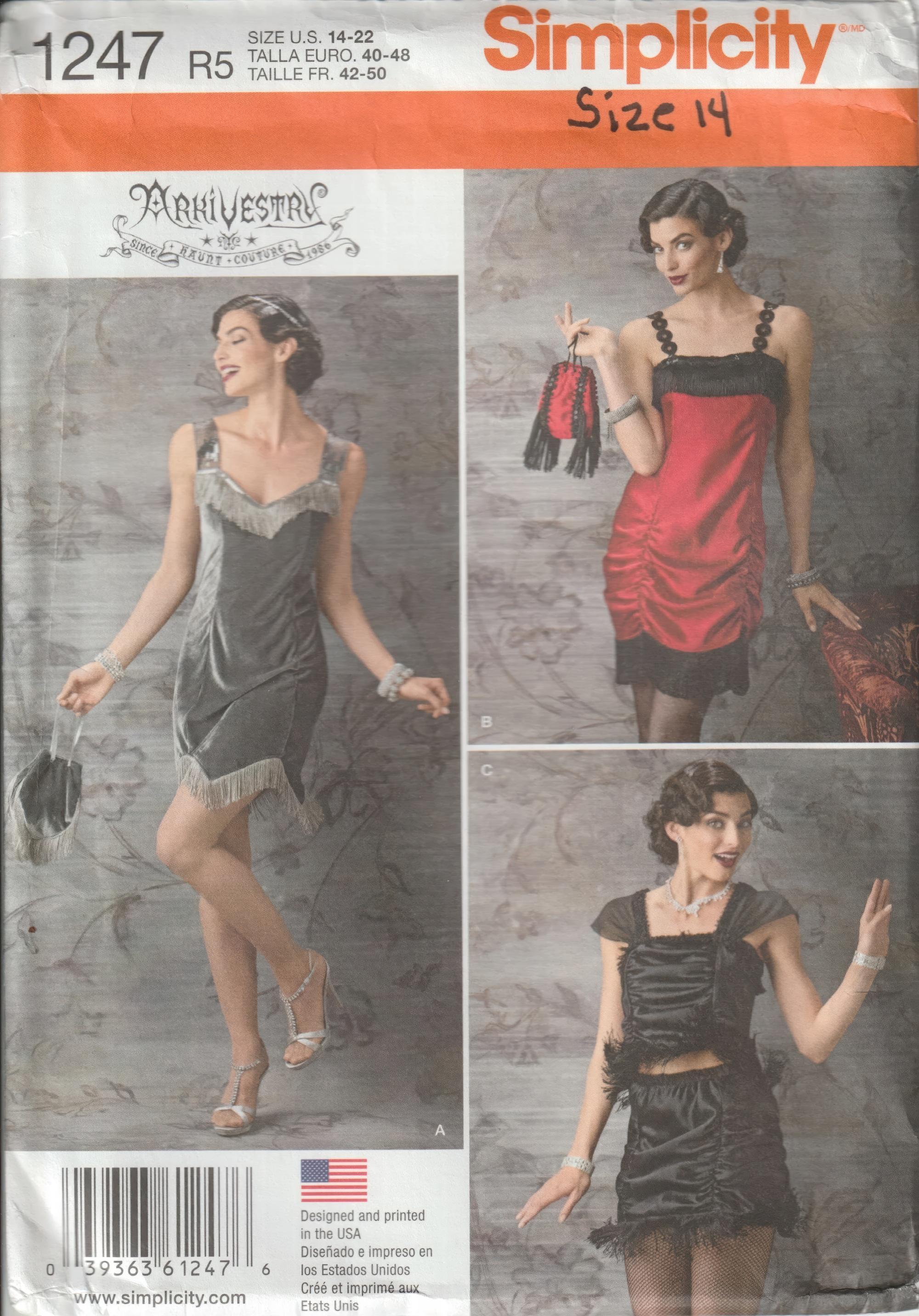 Misses Flapper Dress 2 Piece Top and Mini Skirt and Purse Simplicity ...