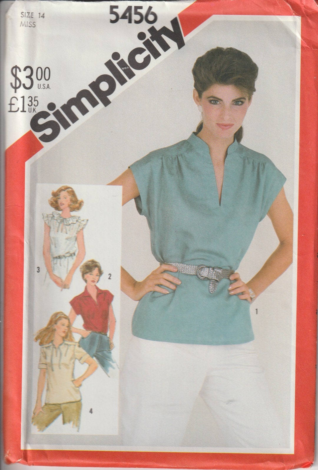 Vintage 80's Simplicity 5456 Misses Top Front Slash - Etsy