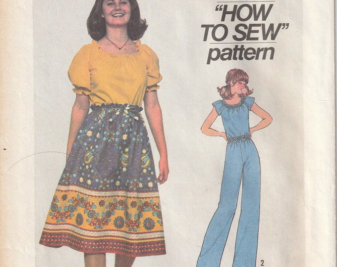 Junior Teens Skirt Pants and Pullover Blouse Boho Self Ruffle Vtg 70's ...