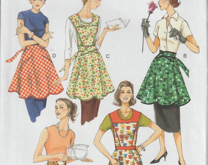 Vogue 8740 Full and Half Aprons 5 Designs Sewing Pattern Sizes S,M,L,XL ...