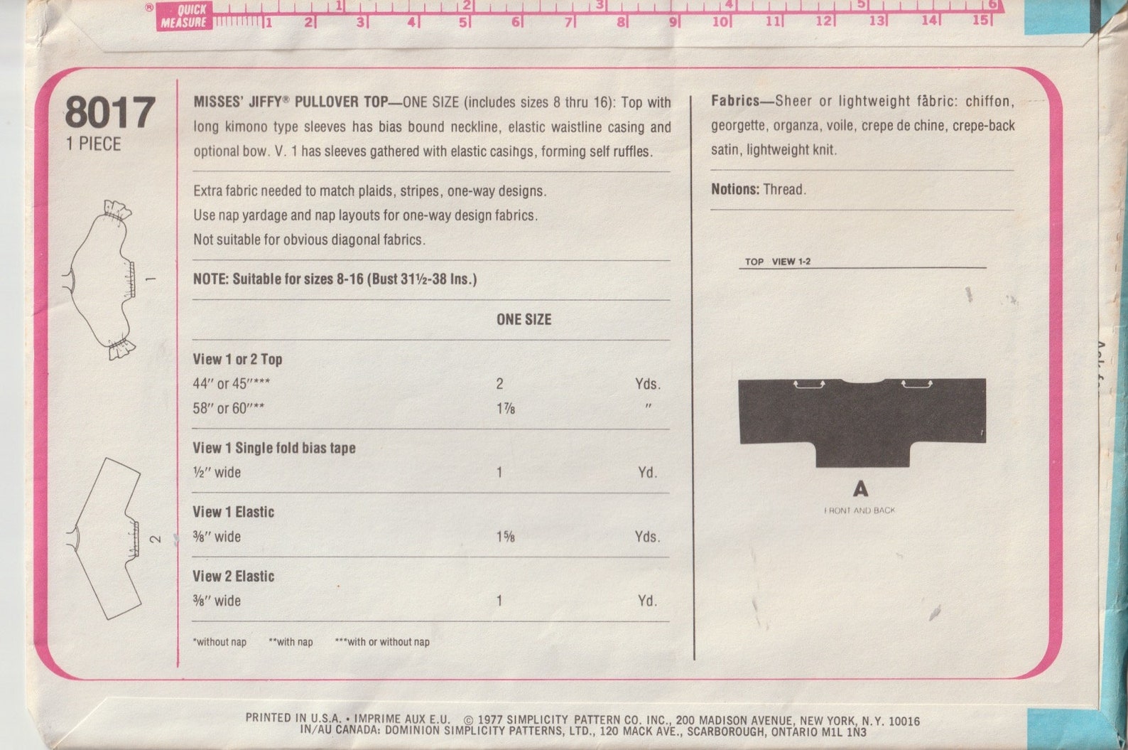 Vintage 70's Simplicity 8017 Misses' Jiffy Sew - Etsy
