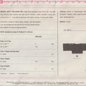Vintage 70's Simplicity 8017 Misses' Jiffy Sew Pullover Top, Long ...
