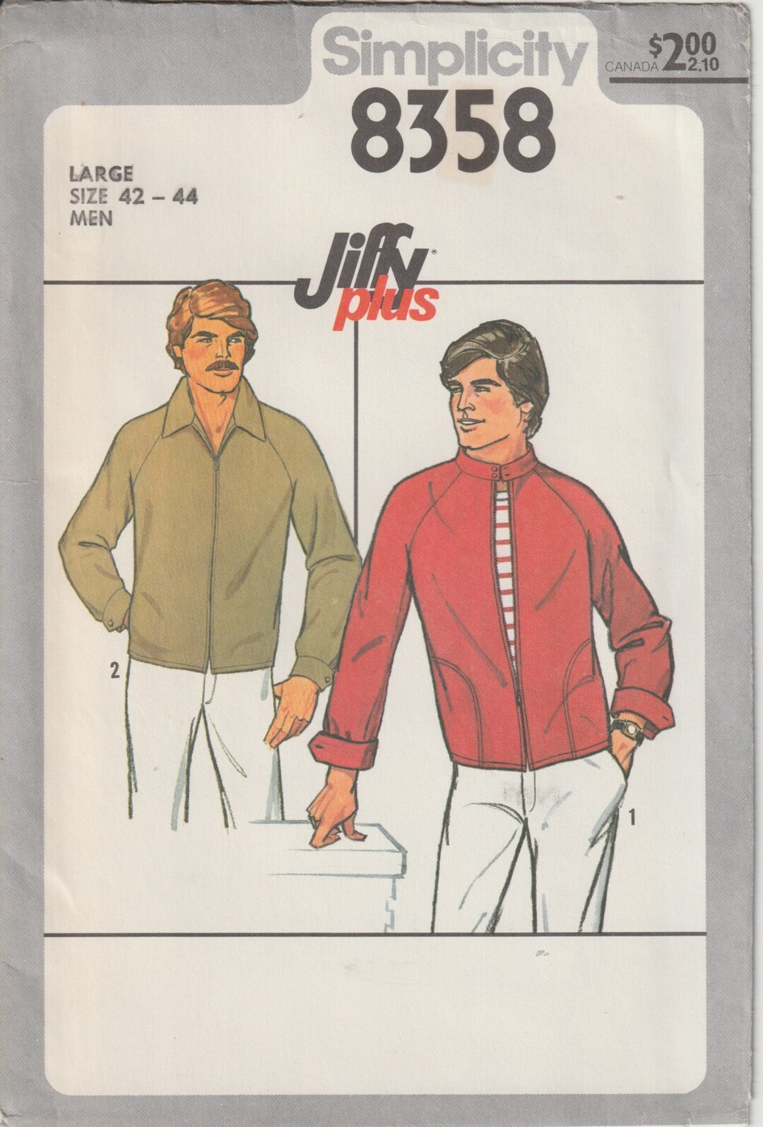 Simplicity 8358 Men's Unlined Jacket, Front Separating Zipper, Long ...