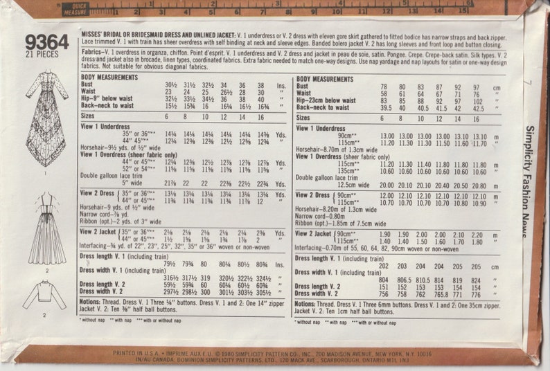 Simplicity 9864 Misses' Bridal or Bridesmaid Dress With Unlined Bolero ...