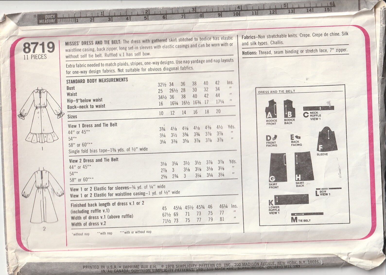 Vintage 70's Simplicity 8719 Misses' Dress, Blouson, Tie Belt, Long ...