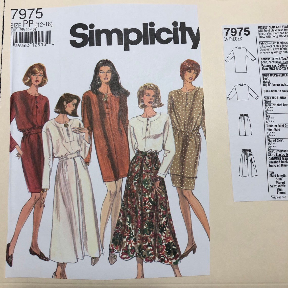 Simplicity 7975 Misses Slim and Flared Skirts, Top and Mini-dress or ...