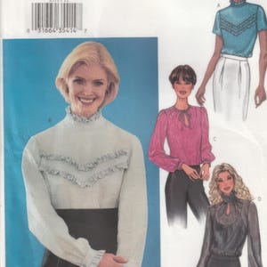 Misses Button Back Blouse With Self Fabric Ruffles Neck Binding ...